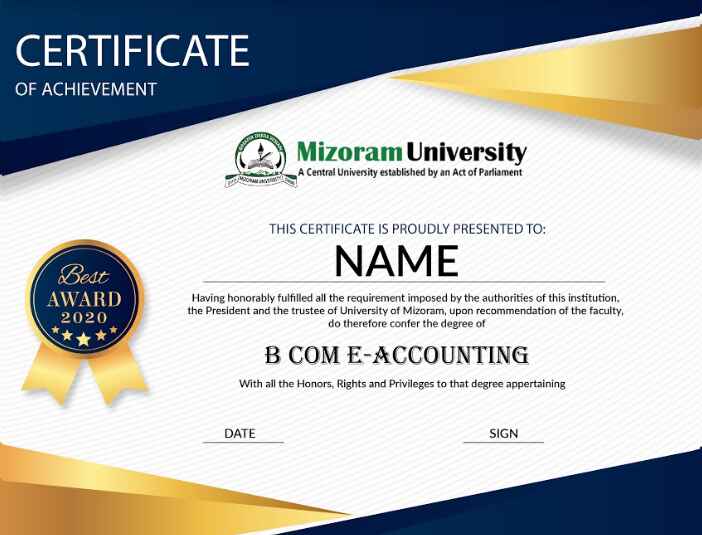 E Accounting Course Online Bcom Degree Mizoram University